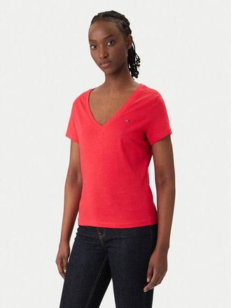 Tommy Jeans T-Shirt DW0DW20458 Rot Slim Fit