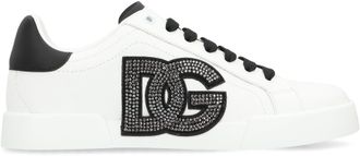 Dolce & Gabbana Womens Portofino Leather Sneakers White Calf Trainers