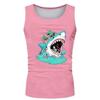 Generico T-shirt d&eacute;t&eacute; hawa&iuml;en sans manches pour homme en coton, t-shirt muscle chemise de plage l&eacute;g&egrave;re &agrave; bretelles sans manches ample, Ros&eacute;, 5X-Large