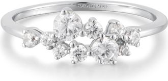 Ania Haie Damen Ring CHIC Creator Flower Cluster Pavé Ring aus 925 Sterling Silber, besetzt mit 10 Zirkonia, EUR Größe: 56, inkl. Geschenkverpackung