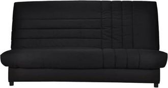 Bultex BEIJA Banquette clic-clac 3 Places avec Matelas BULTEX - Tissu 100% Coton Noir - Style Contemporain - L 192 x P 95 cm