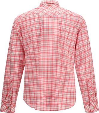 Versace Slim Checked Cotton Poplin Shirt - Red