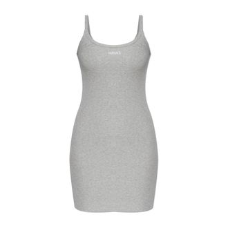 Versace Besticktes geripptes Mini-Kleid aus Baumwolle - - Dresses - Damen - Grau - XL