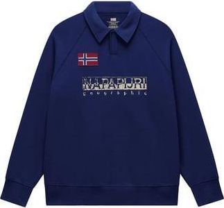 Napapijri Polo manches longue &agrave; logo en coton m&eacute;lang&eacute;