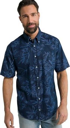 JP1880 Hommes Chemise à Manches Courtes et col à Pointes boutonnées, imprimé à Fleurs - Coupe Modern Fit Marine foncé 6XL 801458730-6XL
