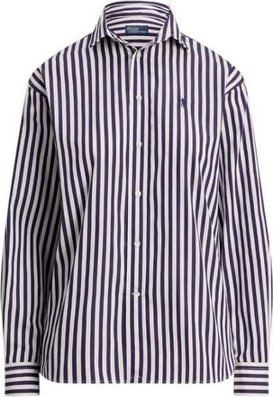 Ralph Lauren Femme, Blouses et Chemises, Violet, Taille: 36 FR Chemise en coton rayé coupe décontractée