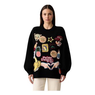 Farm Rio Farm Rio - Pull en maille &agrave; col rond - Femme - Pulls - Noir - Taille: 36 FR