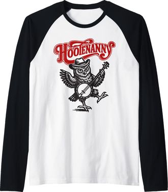 Giant Step Design Co. Hootenanny! Funny Banjo Owl Country Bluegrass Cottagecore Raglan