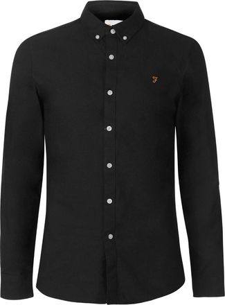 Farah Button-Down-Hemd f&uuml;r Herren, Oxford-Stil, Lang&auml;rmlig (Schwarz/Gelb)