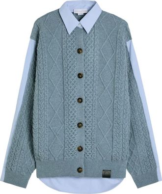 Stella McCartney cable-knit buttoned cardigan - Blau