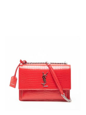 Saint Laurent 2017 Medium Croc Embossed Monogram Sunset Bag crossbody bag - Rot