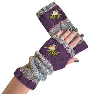 Generic Mitaines Longues Femme Hiver Femmes Longs chauds en pour femmes, dextérieur et dhiver en velours brodés Femme Hiver Chaud Tactile Mitaines Femmes (Pur