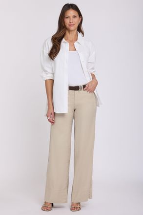 NYDJ 5-Pocket-Breitleg-Hose aus Stretch-Leinen mit super hoher Taille