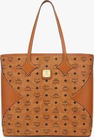 MCM Dia Shopper in Visetos-Leder-Mix COGNAC VISETOS + LEATHER MIX