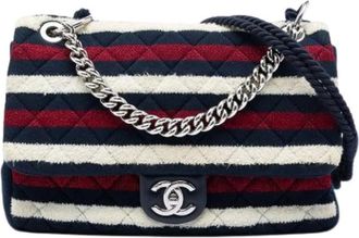 Chanel Sac bandouli&egrave;re matelass&eacute; &agrave; rayures en jersey Pre-owned - Femme - Pre-owned - Multicolore - Taille: ONE Size