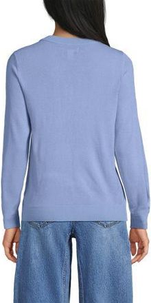 Lands End CashTouch Pullover mit V-Ausschnitt, Damen, Gr&ouml;&szlig;e:44-46 regular, Blau, by Lands End