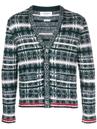 Thom Browne cardigan &agrave; motif tartan - Vert