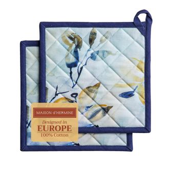 Maison d'Hermine Hotpads 100% Baumwolle Ostern Topflappen mit Schleife hitzebest&auml;ndig (20cm x 20cm) Set mit 2 Topflappen zum Backen, Umgang mit hei&szlig;en Pfannen, Lazy Su