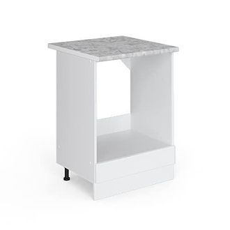 Vicco Meuble pour Four R-Line, Blanc Haute Brillance/Blanc, 60 cm, PT Marbre