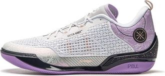 Li-Ning Herren Basketballschuhe rutschfest Verschleißfest Professionelle Sportschuhe Wade 808 4 Ultra Serie Weiß/Violett EU 42 1/3