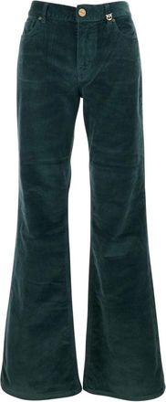 Pinko Pinko, Femme, Pantalons, Vert, Taille: W30 Pantalon avec Plaque à lAvant et Patch Logo à lArrière en Velours Côtelé