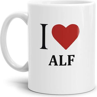 Tassendruck Tasse mit Spruch/Motiv/Design - Kaffeetasse Teetasse Mug Cup I Love Alf - Qualität Made in Germany