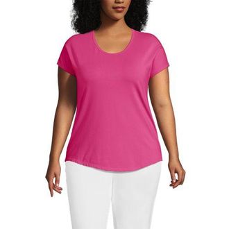 Lands End Shirt aus Baumwolle/Modal-Mix mit Ballett-Ausschnitt, Damen, Gr&ouml;&szlig;e:56-58 plus, Pink, Baumwolle Modal, by Lands End