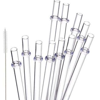 Boao 48 Pi&egrave;ces Pailles en Plastique Dur R&eacute;utilisables Transparentes sans BPA - 11 Pouces pour Pot et Gobelets 40/30/24 Oz - Avec Brosse de Nettoyage