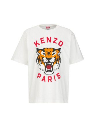 Kenzo T-Shirt Tee Ricamata Oversize Unisex Lucky Tiger Di Cotone