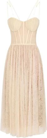 Elisabetta Franchi Femme, Robes, Beige, Taille: 36 FR Robe en dentelle florale