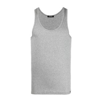 Tom Ford Homme, Tops, Gris, Taille: S D&eacute;bardeur c&ocirc;tel&eacute; en coton et modal