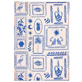 furn. Frieze Teppich - Innen/Au&szlig;en Griechische Insel Inspiriert Abstrakt Waschbar Wetterbest&auml;ndig Flachgewebe Teppich (Blau - 120x170cm)