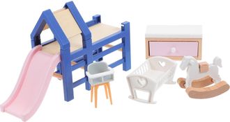 SOLUSTRE Miniatur-puppenhaus-spielset Mit Schaukelpferd Und Hocker Kompaktes Möbelset Aus Sicheren Materialien Für Rollenspiele Und Kreative Erkundigungen