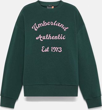Timberland Sweatshirt mit Rundhalsausschnitt und geb&uuml;rstetem R&uuml;cken f&uuml;r Damen in Dunkelgr&uuml;n, Damen, Gr&uuml;n, Gr&ouml;&szlig;e