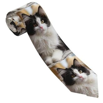 Generic Cravate de mariage, Chaton blanc et noir assis, Moderne Cravate Homme Mariage, Classique Mens Tie pour Homme, D&eacute;contract&eacute;, Accessoire Chemise