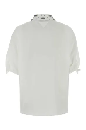 Prada Womens White Poplin Shirt Bianco Exterior: Cotton Camicie