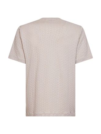 Giorgio Armani Mens T-Shirt Asv Embossed Viscose Beige T-Shirts And Polos