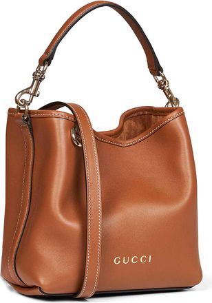 Gucci Calfskin Leather Bucket Bag - Brown