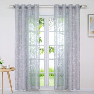 Joyswahl Voile Gardine in Ausbrenner Qualität mit edlem Ranken-Design transparenter Vorhang »Jessica« Unifarbiges Schals Wohnzimmer Fensterschal BxH 140x225cm 