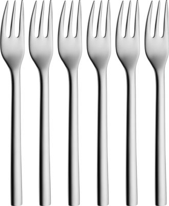 WMF Nuova Kuchengabel Set 6-teilig, 16 cm, Cromargan Edelstahl poliert, glänzend, spülmaschinengeeignet