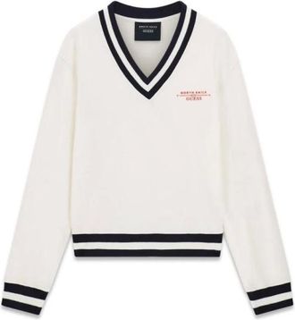 Guess Femme, Pulls, Blanc, Taille: 38 FR W6Gq11 K3480-G012 Tricot col en V