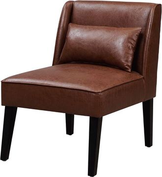 Teamson Home Teamson Home - Marc Akzent-Stuhl, Lesesessel aus Kunstleder mit Polsterung und Kissen für Wohnzimmer oder Empfangszimmer, Braun