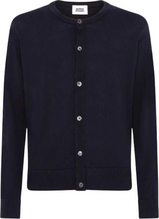 Alpha Studio Homme, Pulls, Bleu, Taille: XL Cardigan Coreana Basic in Merinos