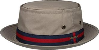 Stetson Chapeau en Tissu Classic Band Pork Pie Homme - Coton de Soleil avec Ruban Gros Grain, Grain Ete Printemps-ete - S (54-55 cm) Beige