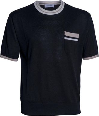 Paolo Pecora Homme, Tops, Noir, Taille: M T-shirt &agrave; Manches Courtes et Col Rond