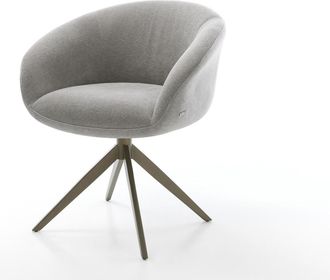 DELIFE Drehstuhl Vinka-Flex mit Armlehnen Strukturstoff Soft Grau Kreuzgestell breit Effektfinish Titan 360° drehbar Wippfunktion Taschenfederkern, Esszimmer