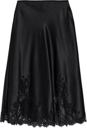 Dolce & Gabbana Jupe en soie avec bordure en dentelle - Femme - Jupes - Noir - Taille: 38 FR