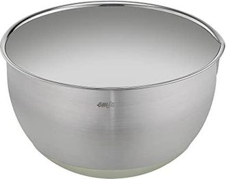Emsa Prep&Bake Rührschüssel aus Edelstahl 20 cm, Rutschfester Boden, Kratzfest, Ausgießrand, Stapelbar, Grün, K3272034