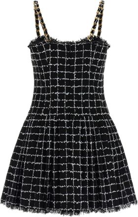 Balmain Check Tweed Dress - Black