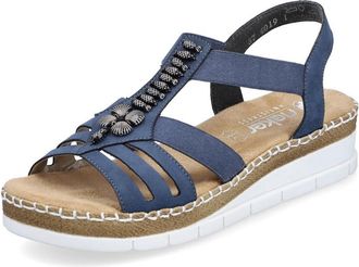 Rieker Damen Pantoletten V1206, Frauen Slipper,Sommerschuhe,sommerclogs,Schlupfschuhe,schluepfschuhe,Slides,Slip-ons,Mules,blau (14),40 EU / 6.5 UK